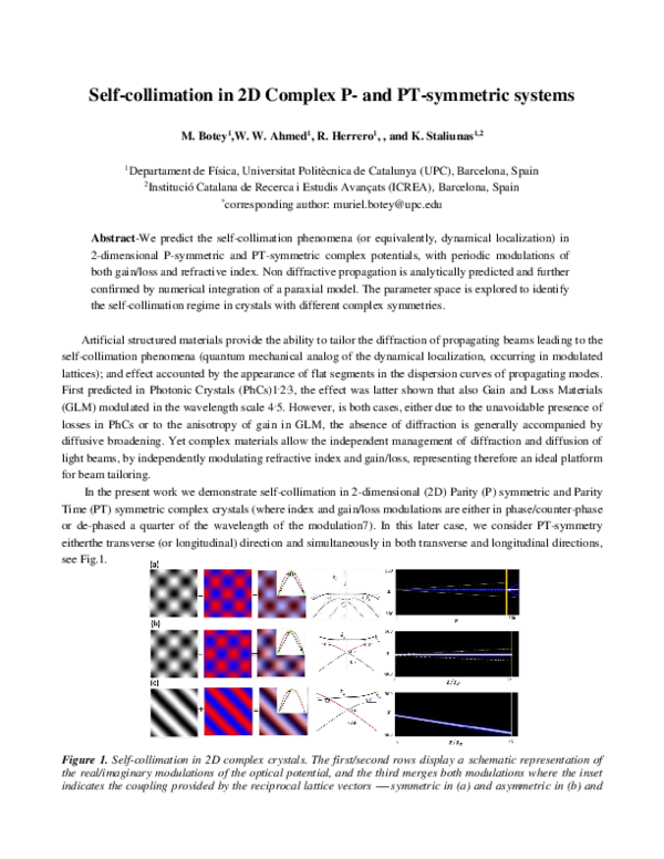 (PDF) Self-collimation in 2D Complex P- and PT-symmetric systems