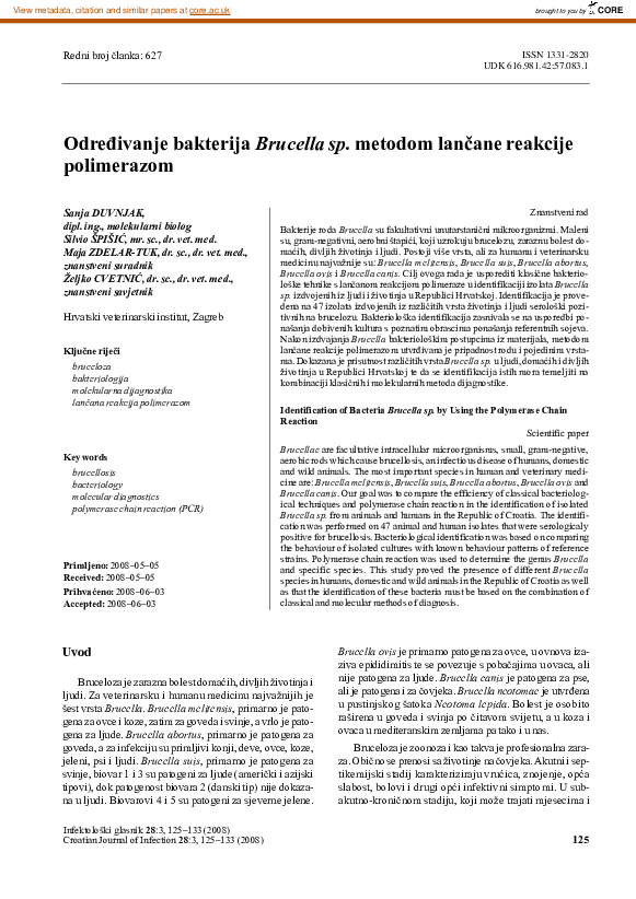 (PDF) Identification of Bacteria Brucella sp. by Using the Polymerase ...