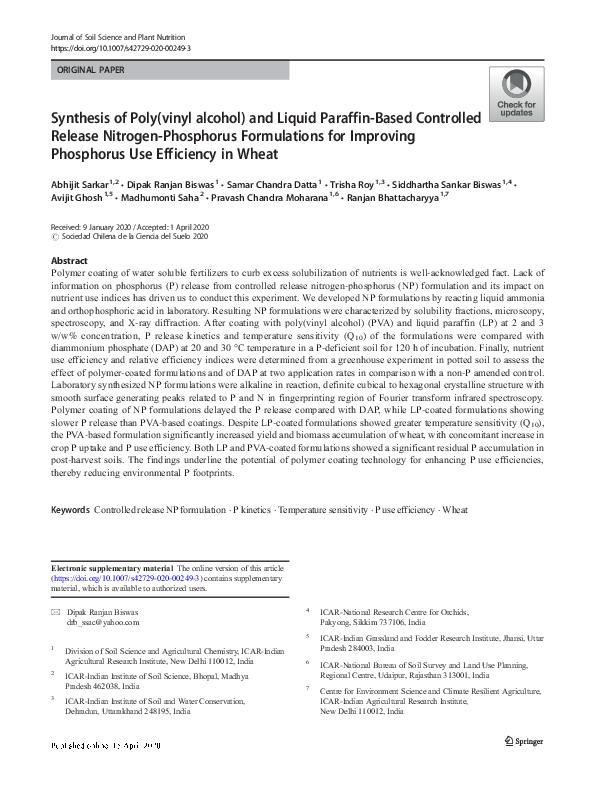 (PDF) Synthesis of Poly(vinyl alcohol) and Liquid Paraffin-Based Controlled Release Nitrogen ...