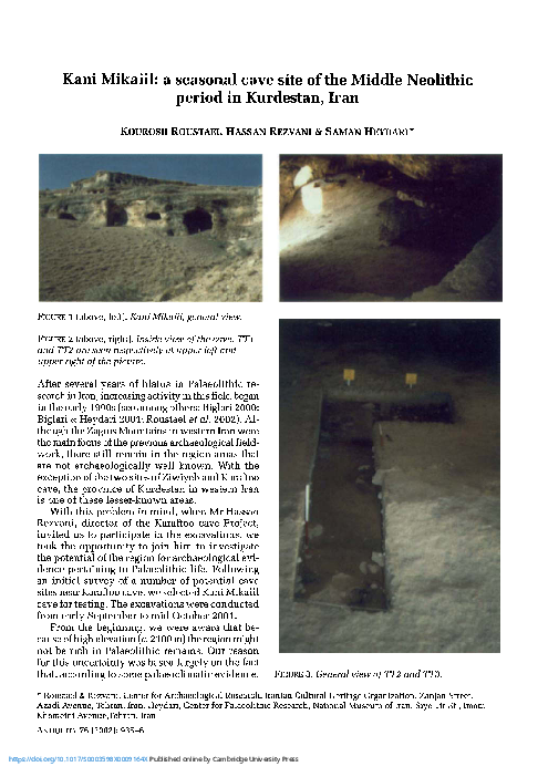 (PDF) Kani Mikaiil: a seasonal cave site of the Middle Neolithic period ...