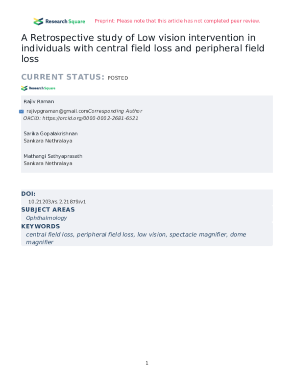 (PDF) A Retrospective study of Low vision intervention in individuals ...