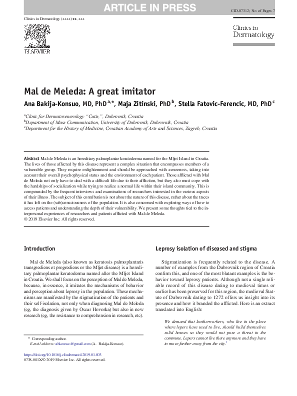 (PDF) Mal de Meleda: A great imitator