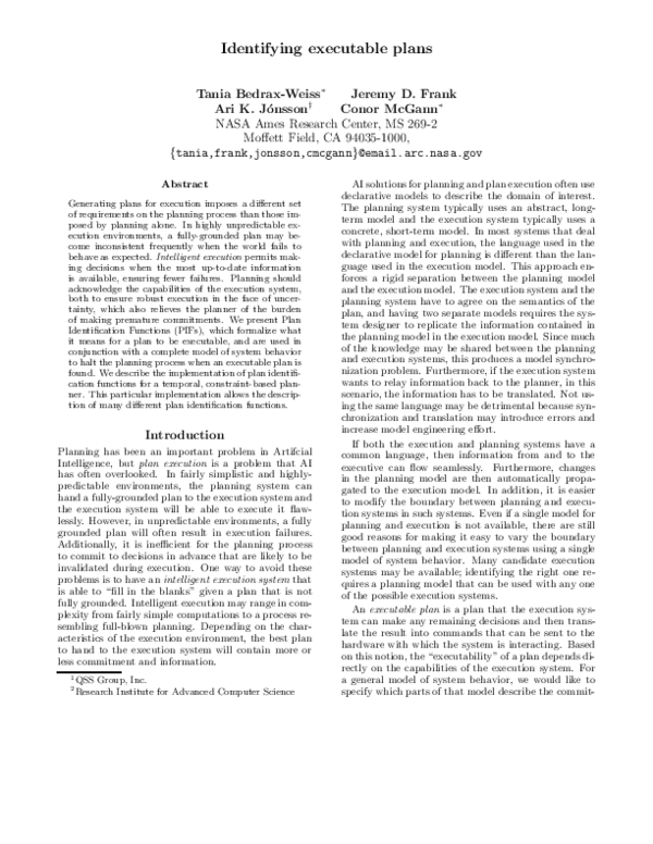 (PDF) Identifying executable plans