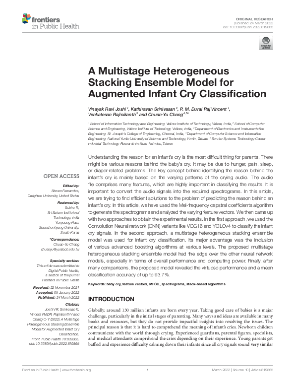 (PDF) A Multistage Heterogeneous Stacking Ensemble Model for Augmented Infant Cry Classification