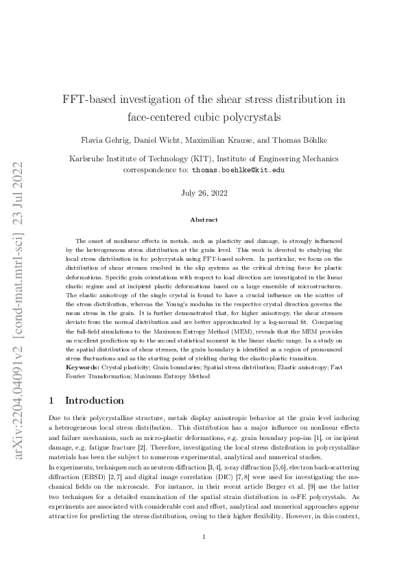 (PDF) FFT-based investigation of the shear stress distribution in face-centered cubic polycrystals