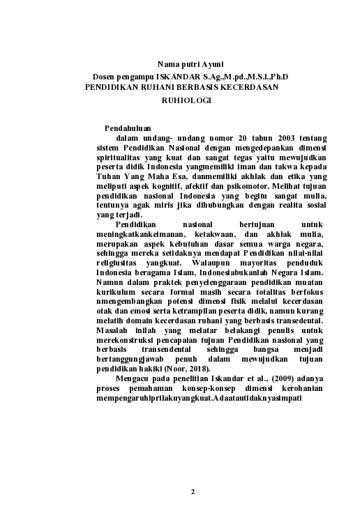 (PDF) Artikel Psikologi Pendidikan putri Ayuni | Putri Ayuni - Academia.edu