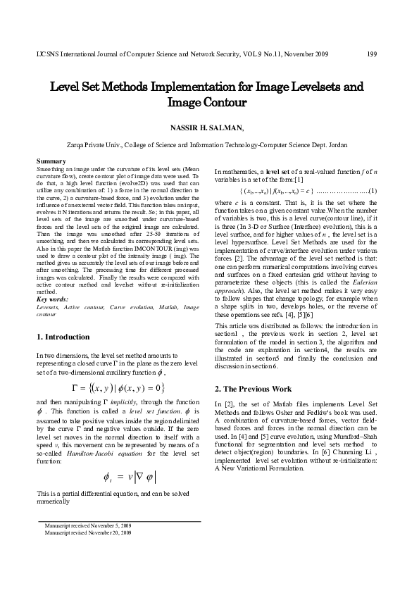 (PDF) Level Set Methods Implementation for Image Levelsets and Image ...