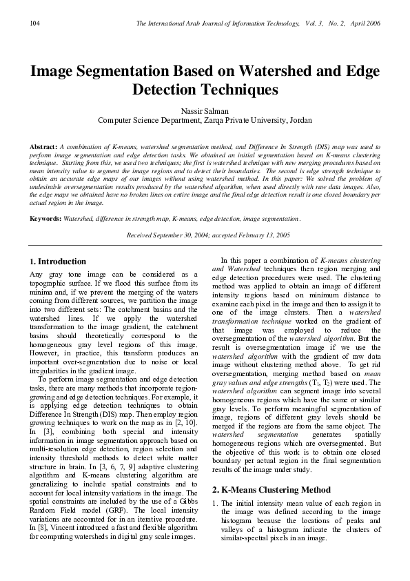 (PDF) Image Segmentation Based on Watershed and Edge Detection Techniques