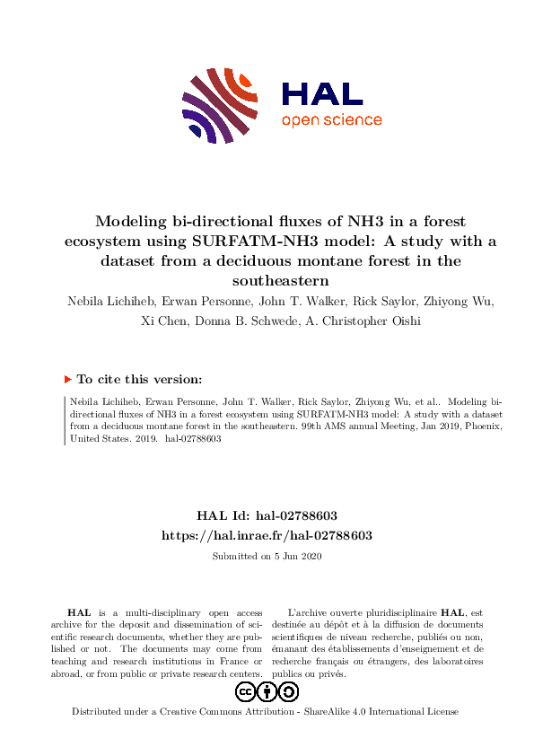 (PDF) Modeling bi-directional fluxes of NH3 in a forest ecosystem using ...