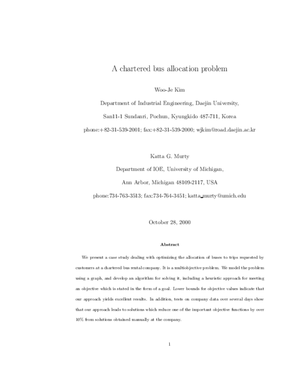 (PDF) A Chartered Bus Allocation Problem