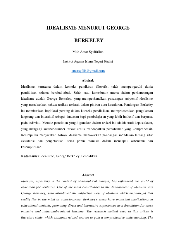 (PDF) IDEALISME MENURUT GEORGE BERKELEY