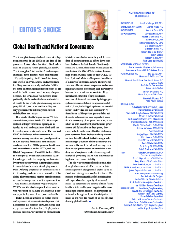 (PDF) Global Health and National Governance