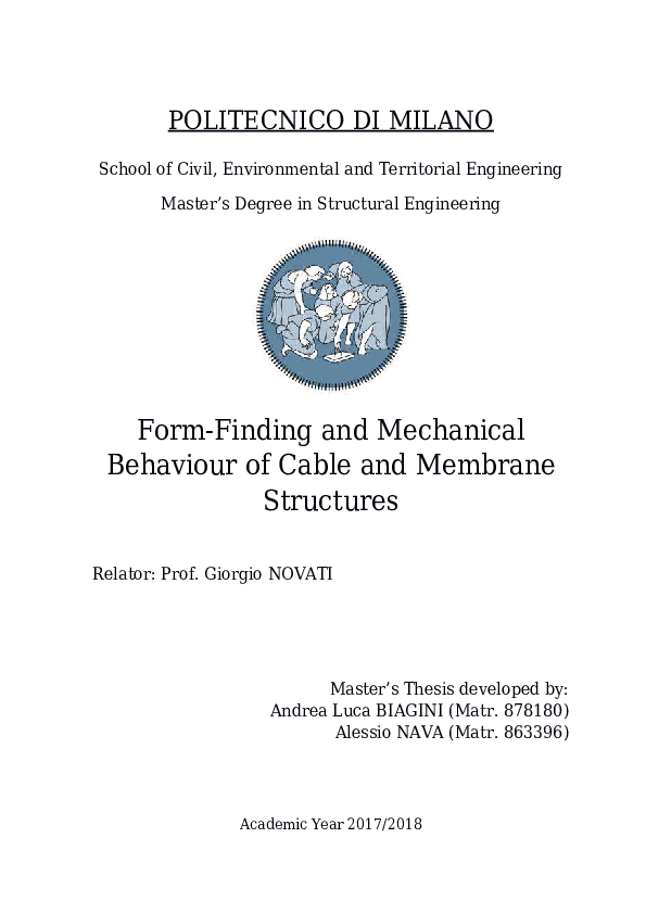 (PDF) Form-finding and mechanical behaviour of cable and membrane structures
