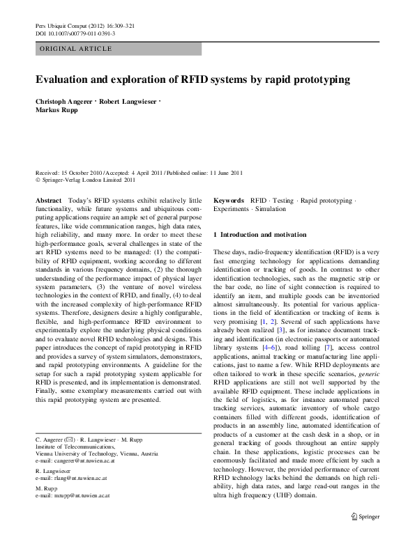 (PDF) Evaluation and exploration of RFID systems by rapid prototyping