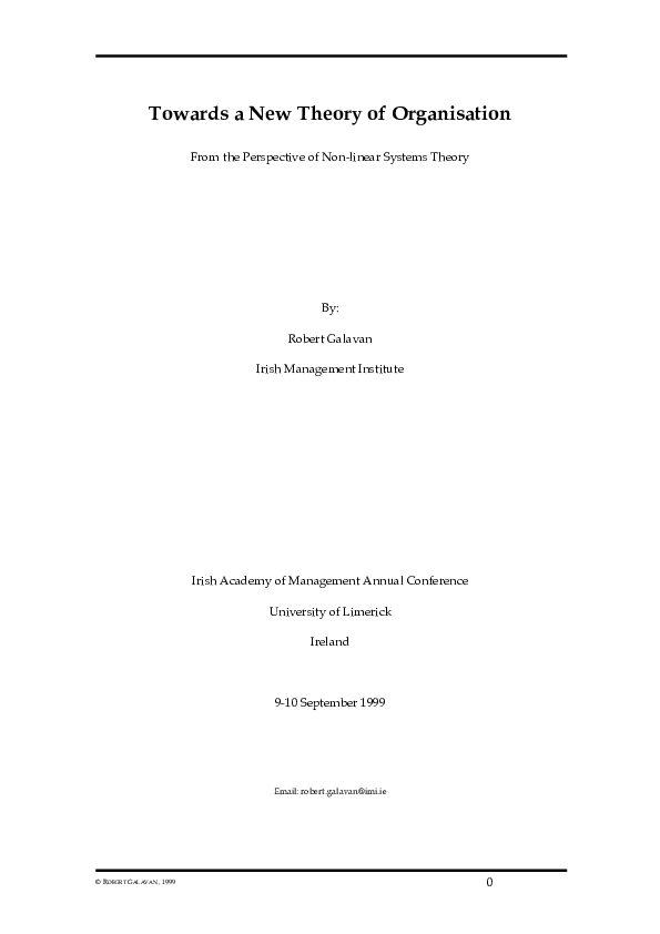 (PDF) Towards a New Theory of Organisation: From the Perspective of Non ...