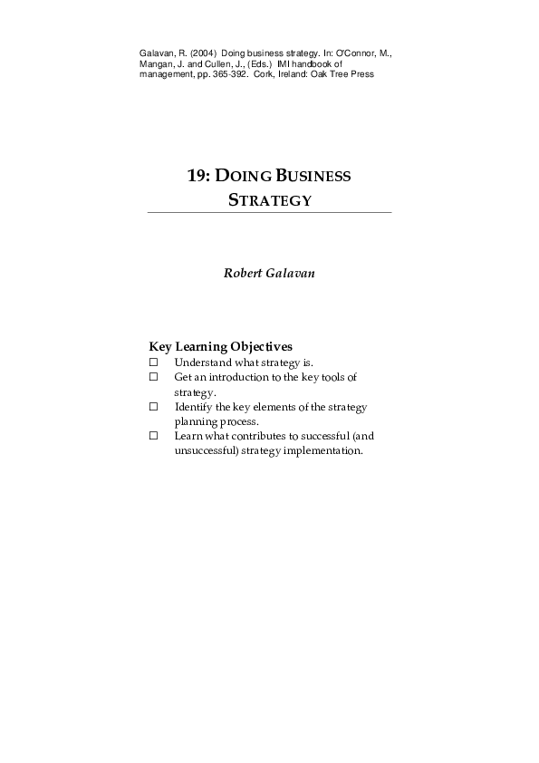 (PDF) Doing Business Strategy