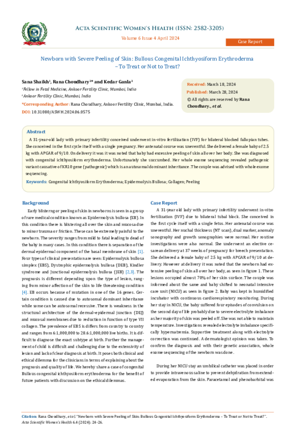 (PDF) Newborn with Severe Peeling of Skin: Bullous Congenital ...