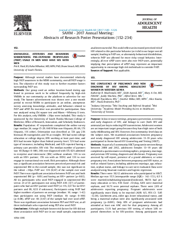 Pdf Knowledge Attitudes And Behaviors Surrounding Pre Exposure Prophylaxis Prep Usage In