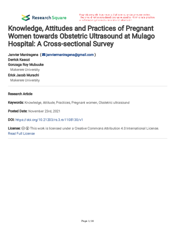 (PDF) Knowledge, Attitudes and Practices of Pregnant Women towards ...