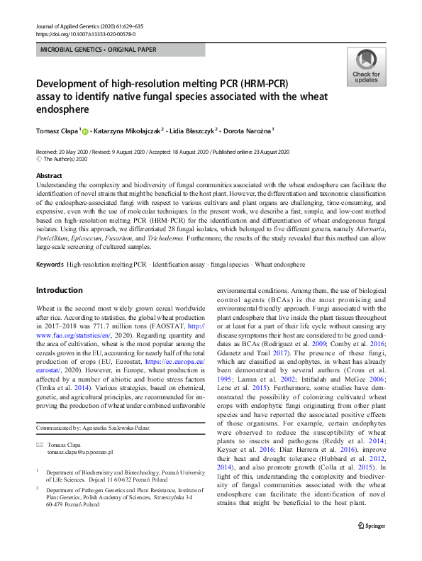 (PDF) Development of high-resolution melting PCR (HRM-PCR) assay to ...