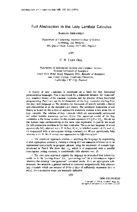 (PDF) Full Abstraction in the Lazy Lambda Calculus