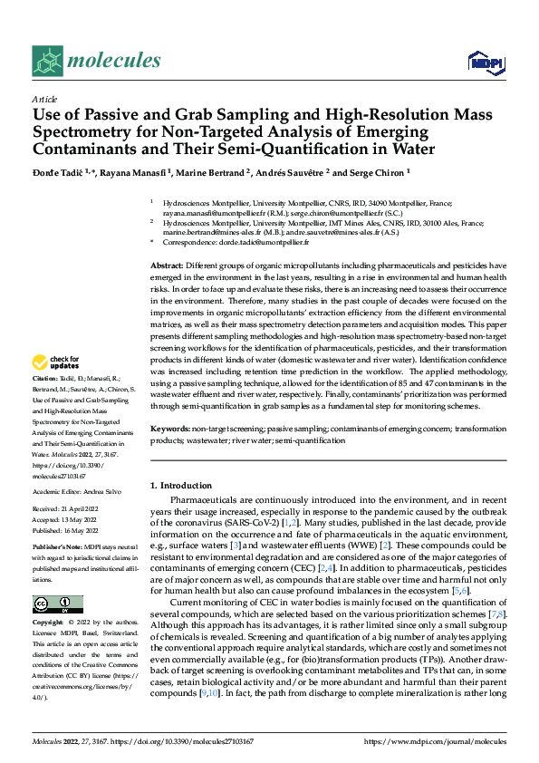 (PDF) Use of Passive and Grab Sampling and High-Resolution Mass ...