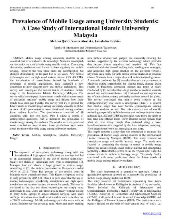 (PDF) Prevalence of mobile usage among university students: a case ...
