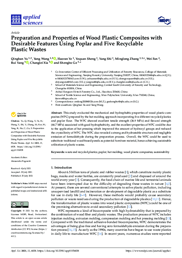 (PDF) Preparation and Properties of Wood Plastic Composites Made of ...