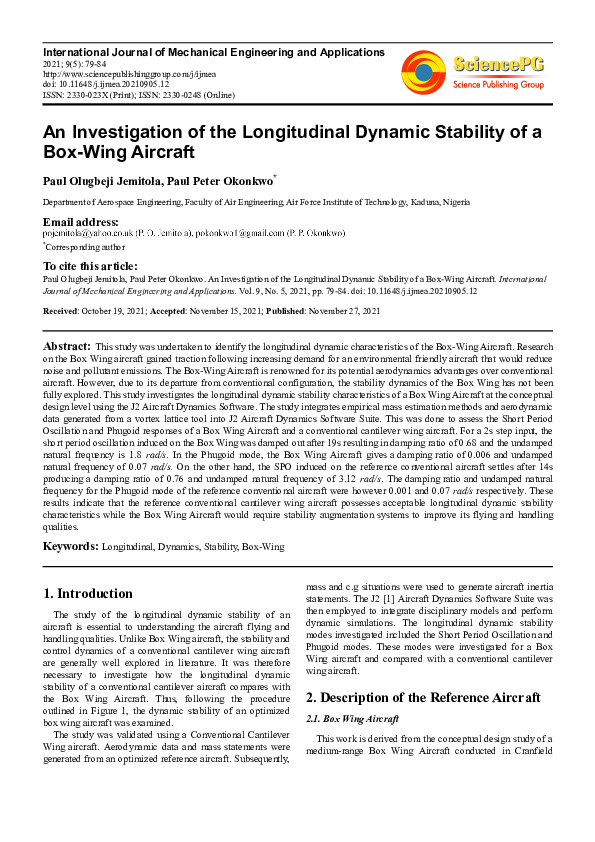 (PDF) An Investigation of the Longitudinal Dynamic Stability of a Box ...