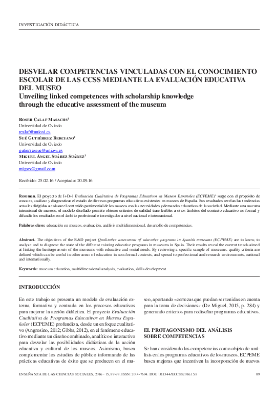 (PDF) Desvelar competencias vinculadas con el conocimiento escolar de las CCSS mediante la ...