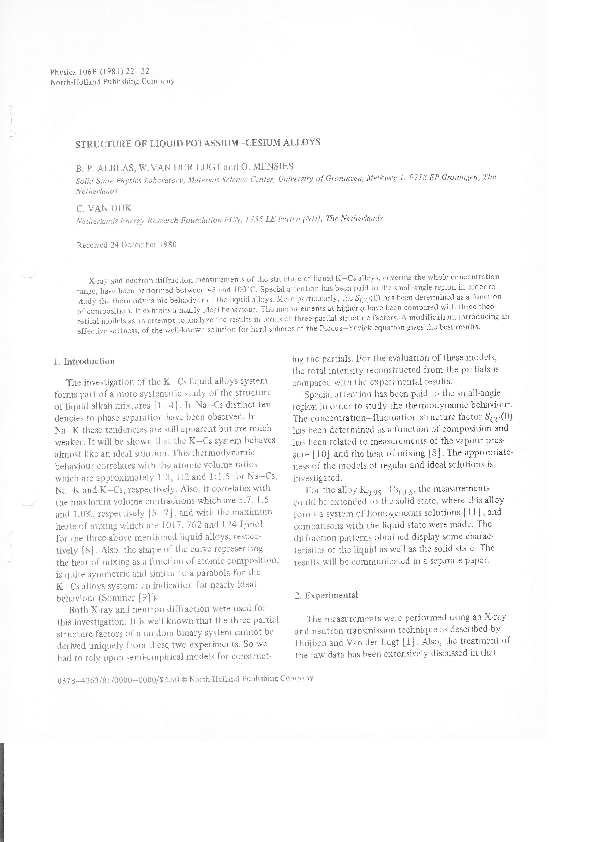 (PDF) Structure of liquid potassium-cesium alloys