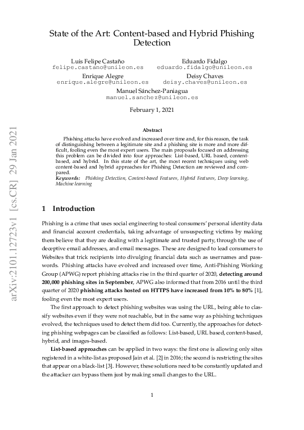 Pdf State Of The Art Content Based And Hybrid Phishing Detection