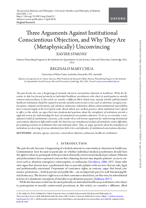 (PDF) Three Arguments Against Institutional Conscientious Objection ...