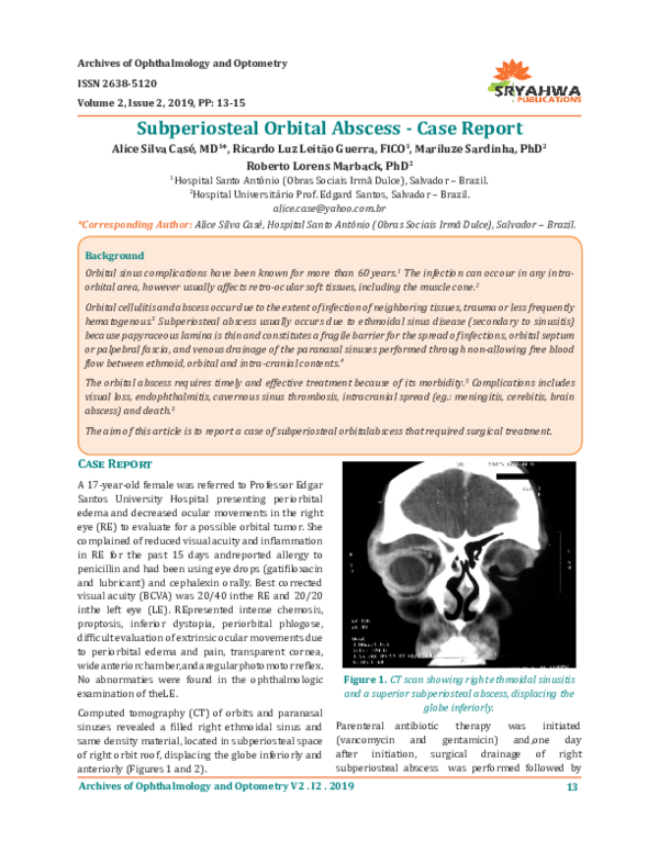 (PDF) Subperiosteal Orbital Abscess - Case Report