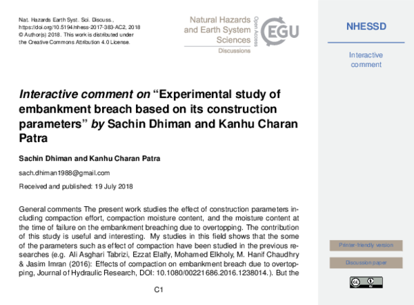 (PDF) Experimental study of embankment breach based on its construction ...
