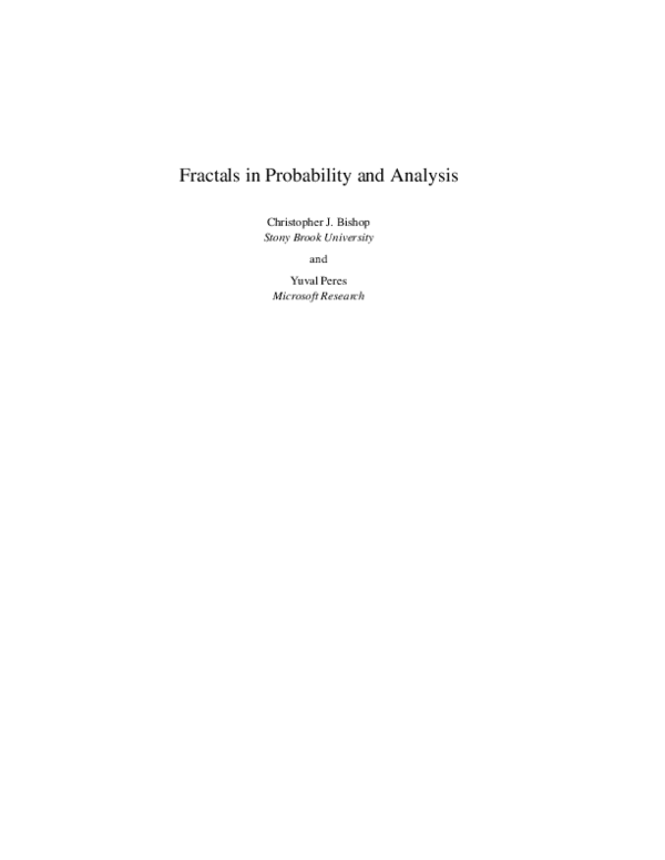 (PDF) Fractals in Probability and Analysis
