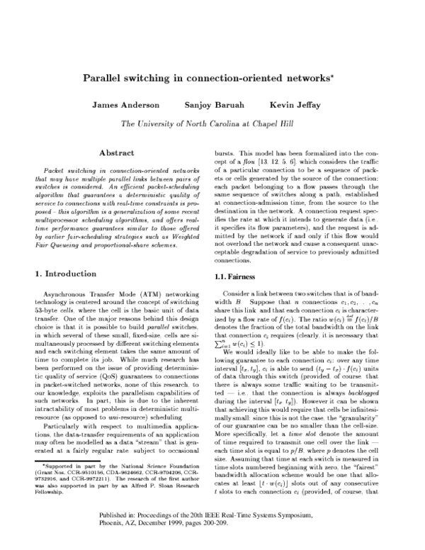(PDF) Parallel switching in connection-oriented networks
