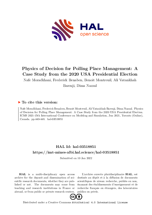 (PDF) Physics of Decision for Polling Place Management: A Case Study ...