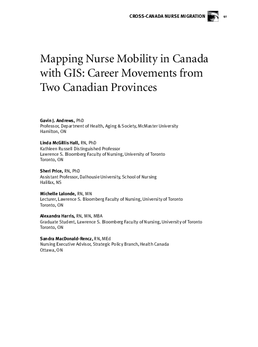 (PDF) Mapping Nurse Mobility in Canada with GIS: Career Movements from ...