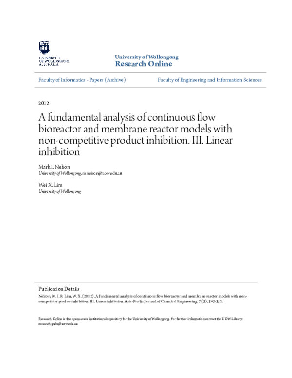 (PDF) A fundamental analysis of continuous flow bioreactor and membrane ...