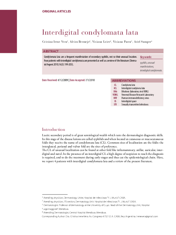(PDF) Interdigital condylomata lata