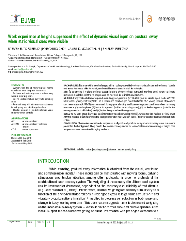 (PDF) Work experience at height suppressed the effect of dynamic visual ...
