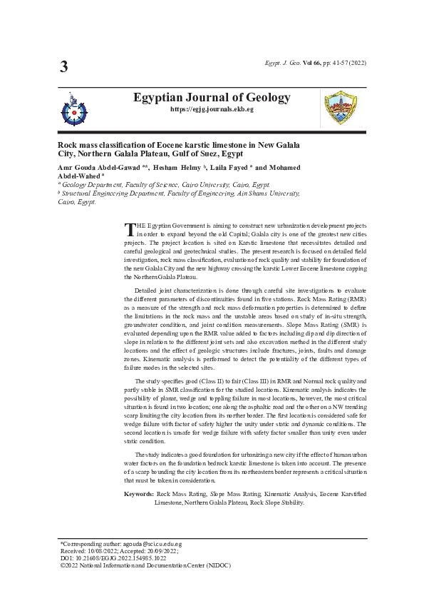 (PDF) Rock mass classification of Eocene karstic limestone in New ...