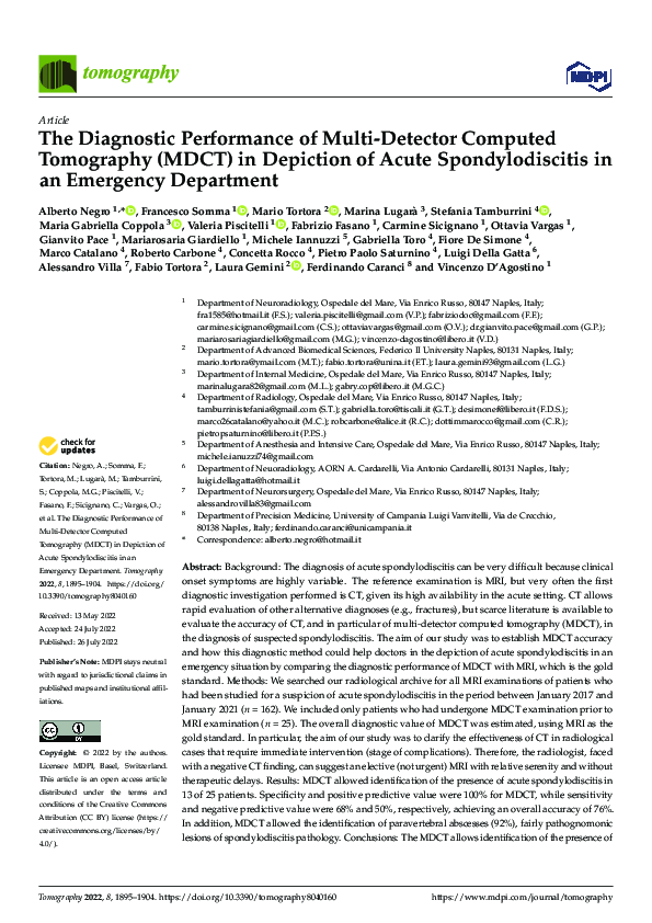 (PDF) The Diagnostic Performance of Multi-Detector Computed Tomography ...