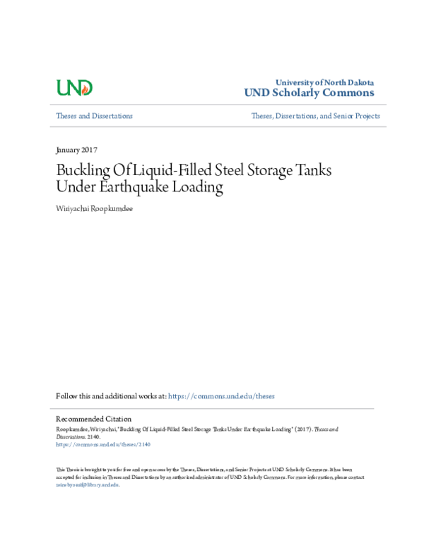 (PDF) Buckling Of Liquid-Filled Steel Storage Tanks Under Earthquake ...
