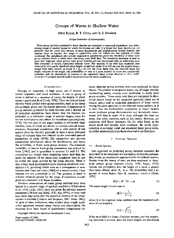 (PDF) Groups of waves in shallow water | Steve Elgar - Academia.edu