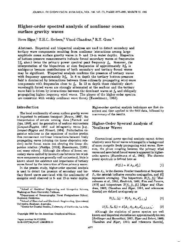 (PDF) Higher-order spectral analysis of nonlinear ocean surface gravity waves