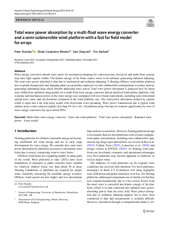(PDF) Total wave power absorption by a multi-float wave energy ...