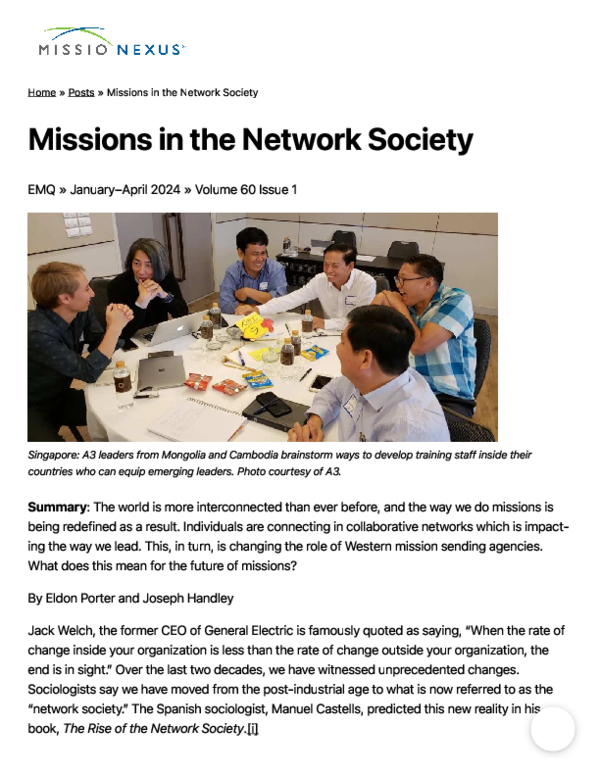 (PDF) Missions in the Network Society
