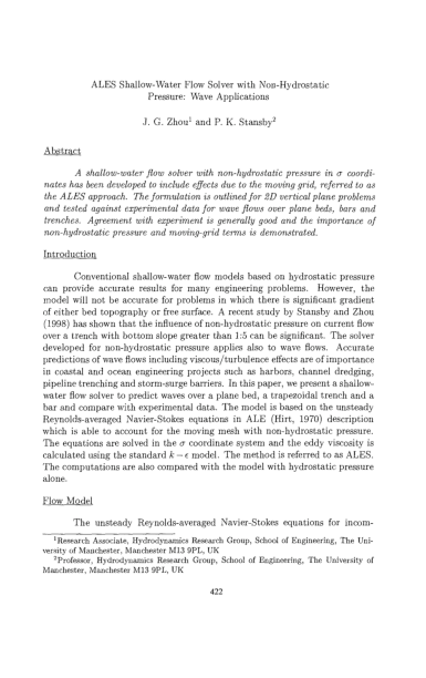(PDF) ALES Shallow-Water Flow Solver with Non-Hydrostatic Pressure ...